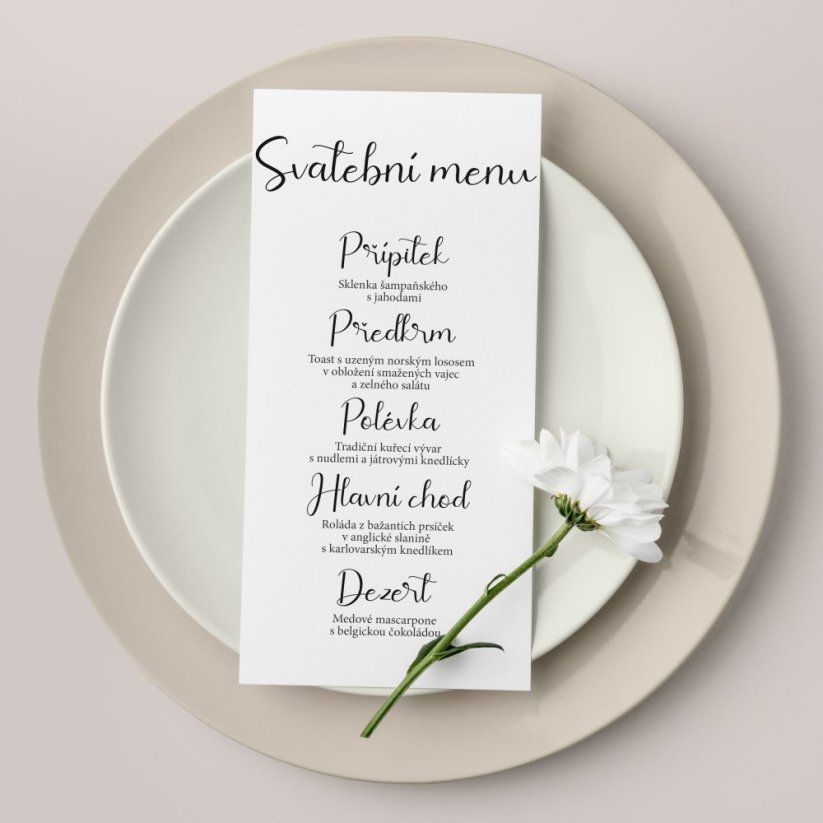 Svatební menu tisk